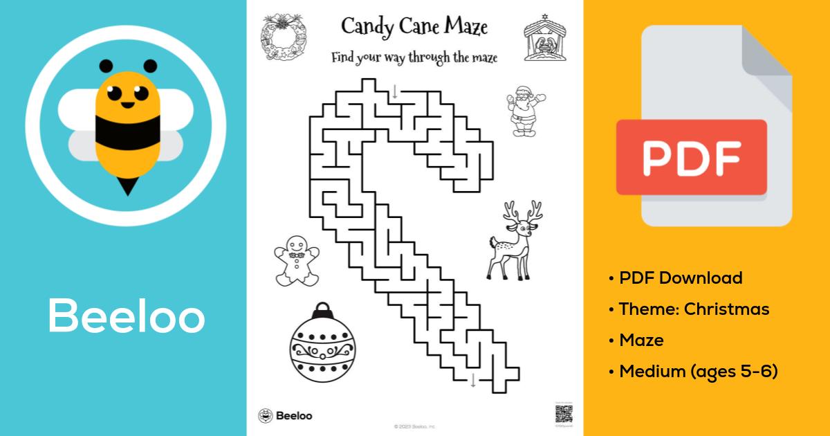 Candy Cane Maze • Beeloo Printable Crafts and Activities for Kids