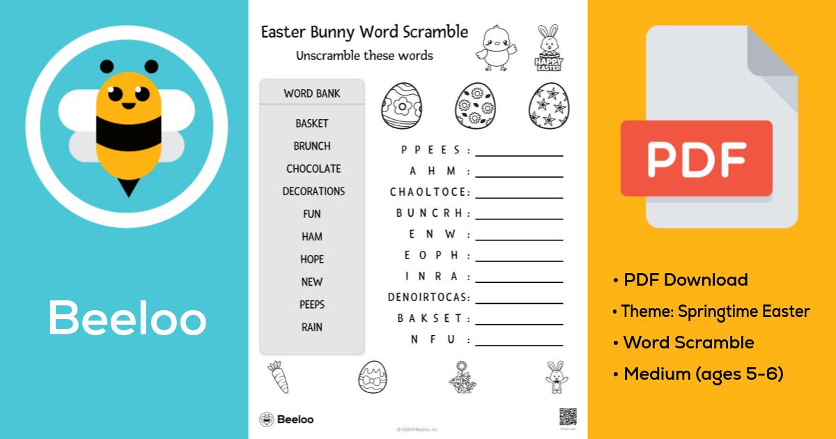 Easter Bunny Word Scramble • Beeloo Printable Crafts and Activities for ...