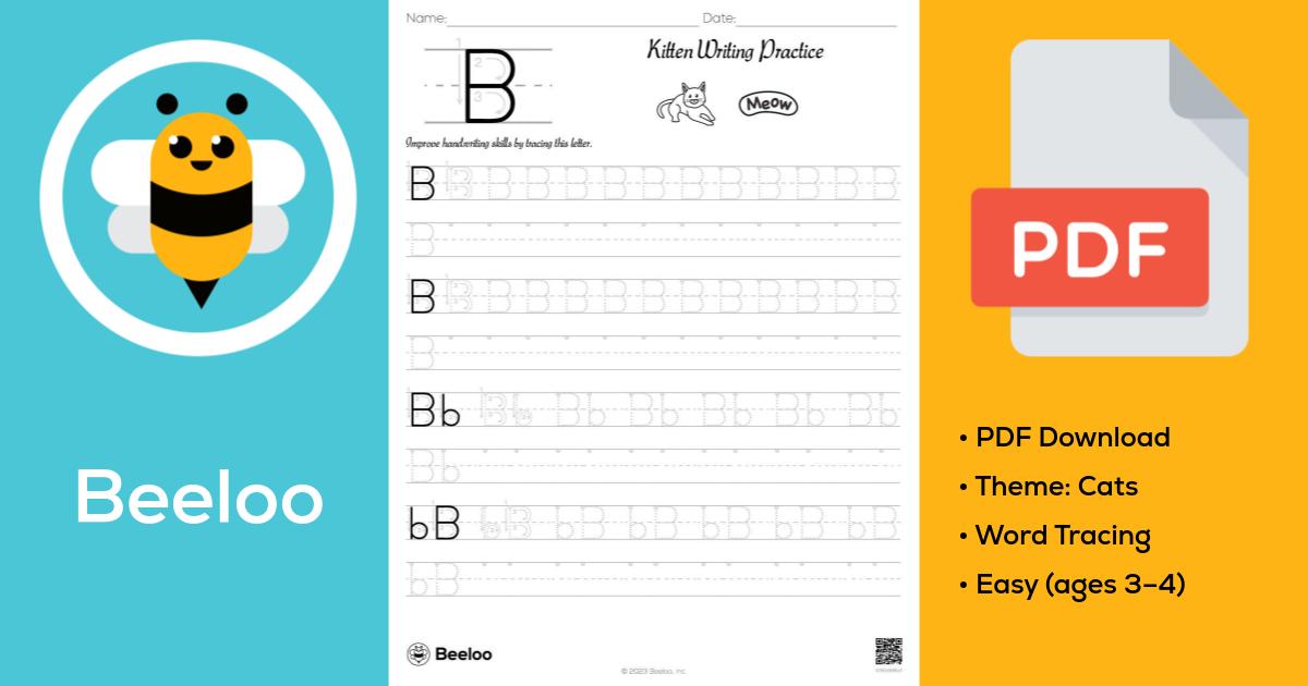 Kitten Writing Practice • Beeloo Printable Crafts and Activities for Kids