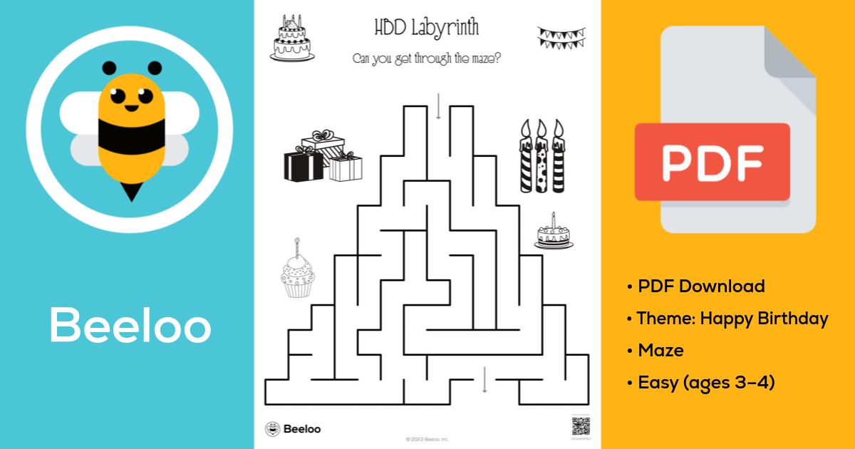 HBD Labyrinth • Beeloo Printable Crafts and Activities for Kids