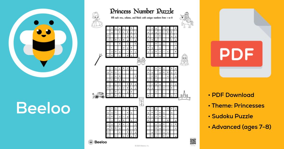 Princess Number Puzzle • Beeloo Printable Crafts and Activities for Kids