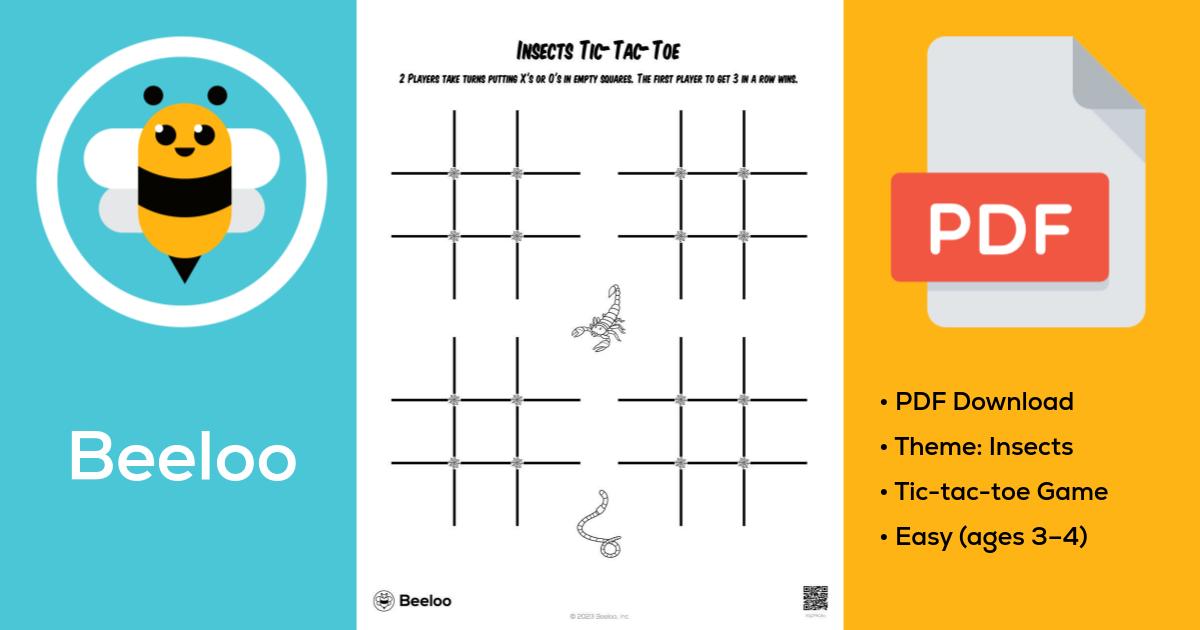 Insects Tic-Tac-Toe • Beeloo Printable Crafts and Activities for Kids