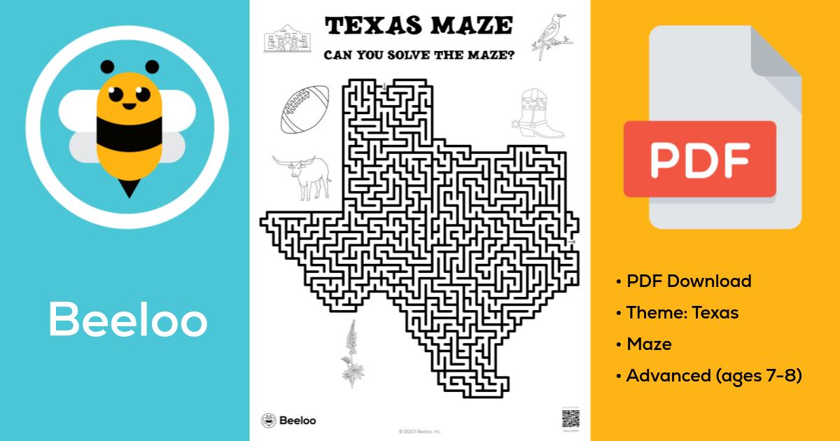 Texas Maze • Beeloo Printable Crafts and Activities for Kids