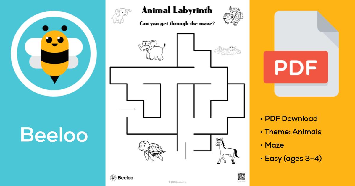 Animal Labyrinth • Beeloo Printable Crafts and Activities for Kids