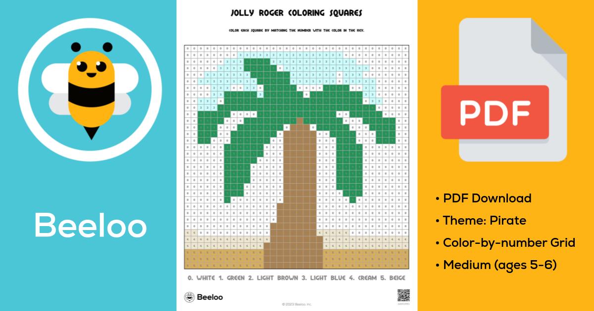 Jolly Roger Coloring Squares • Beeloo Printable Crafts and Activities ...