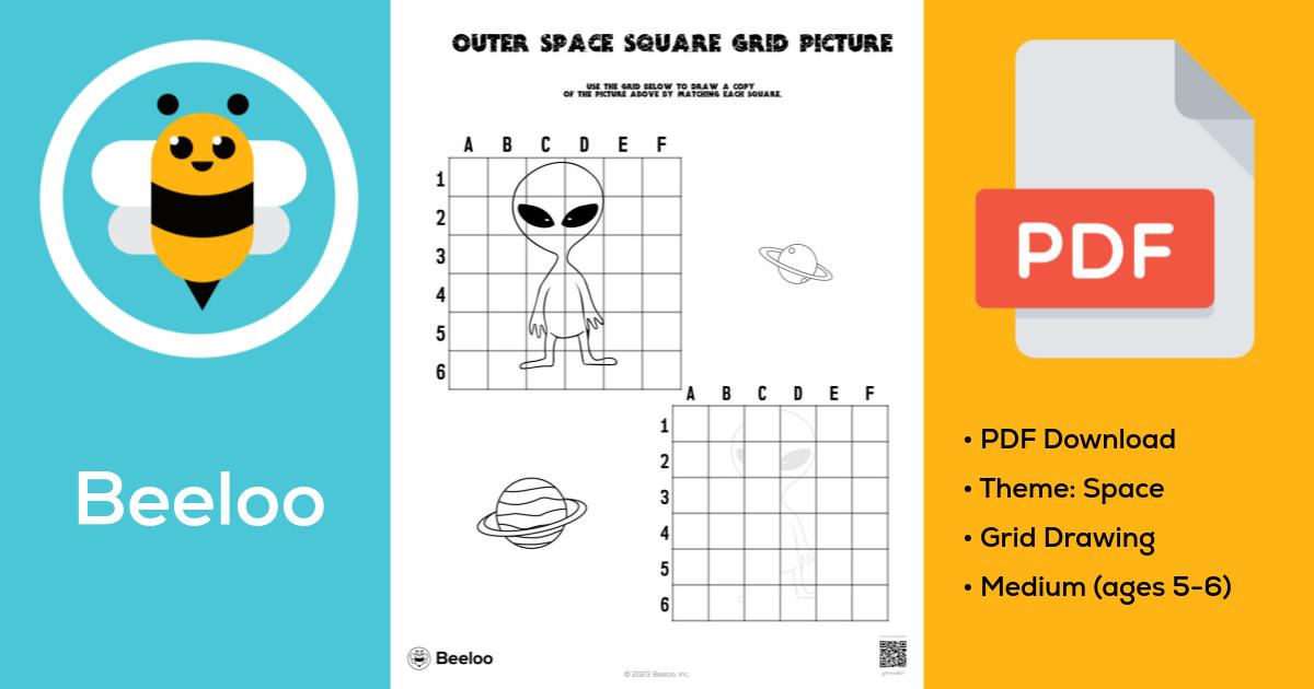 Outer Space Square Grid Picture • Beeloo Printable Crafts and ...