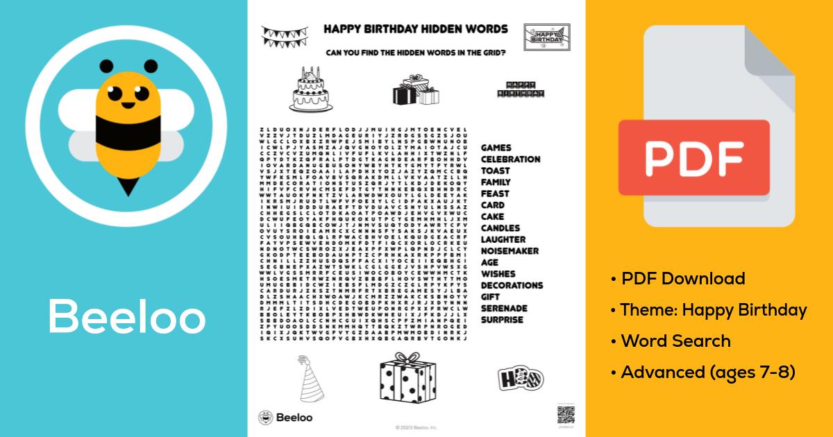 Happy Birthday Hidden Words • Beeloo Printable Crafts and Activities ...