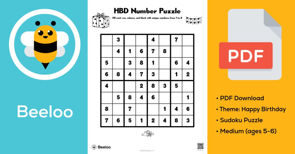 HBD Number Puzzle • Beeloo Printable Crafts and Activities for Kids