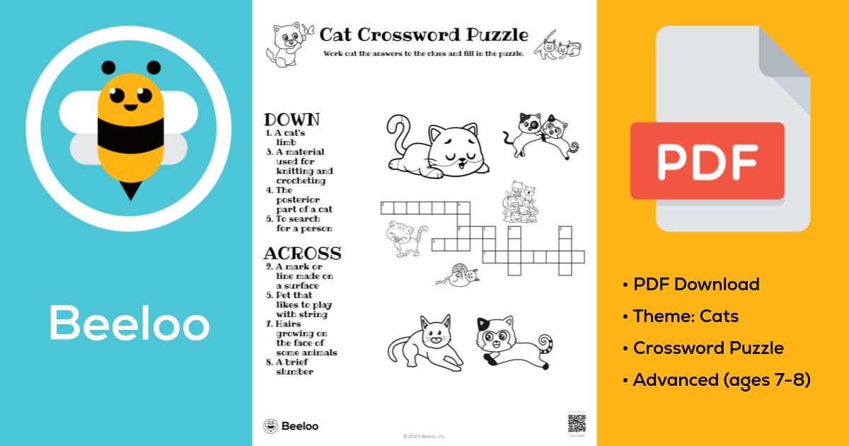 Cat Crossword Puzzle • Beeloo Printable Crafts and Activities for Kids