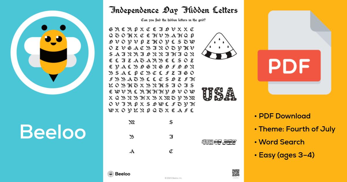 Independence Day Hidden Letters • Beeloo Printable Crafts and ...