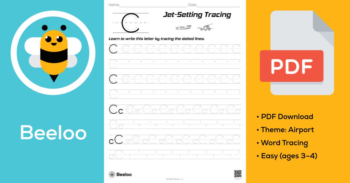 Jet-Setting Tracing • Beeloo Printable Crafts and Activities for Kids
