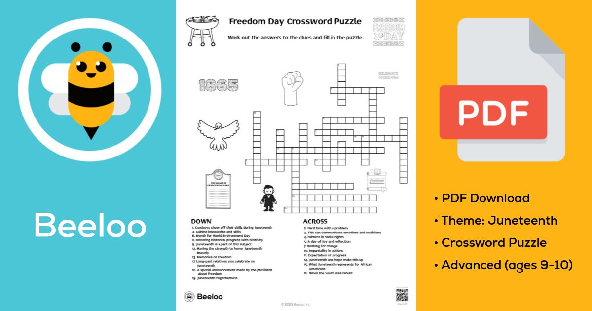 Freedom Day Crossword Puzzle • Beeloo Printable Crafts and Activities ...