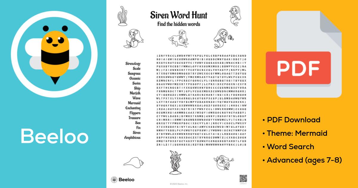 Siren Word Hunt • Beeloo Printable Crafts and Activities for Kids