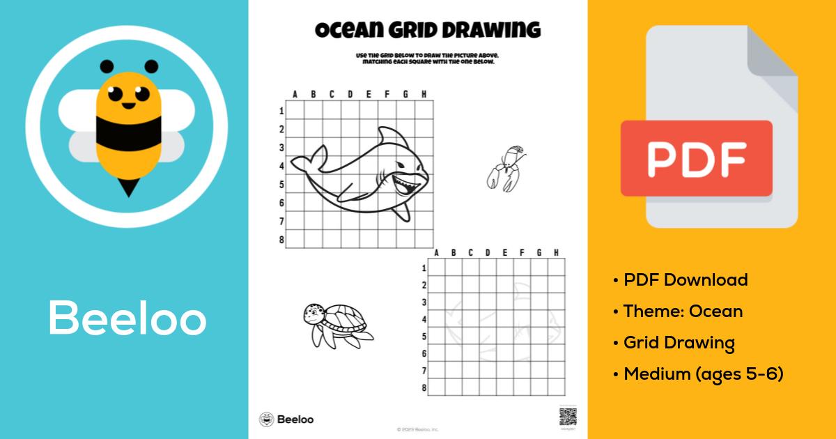 Ocean Grid Drawing • Beeloo Printable Crafts and Activities for Kids