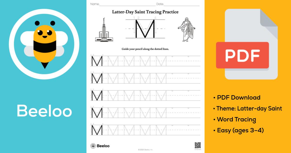 Latter-Day Saint Tracing Practice • Beeloo Printable Crafts and ...