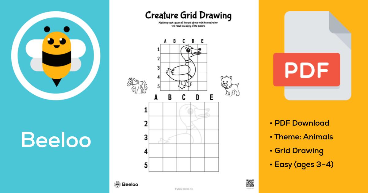 Creature Grid Drawing • Beeloo Printable Crafts and Activities for Kids