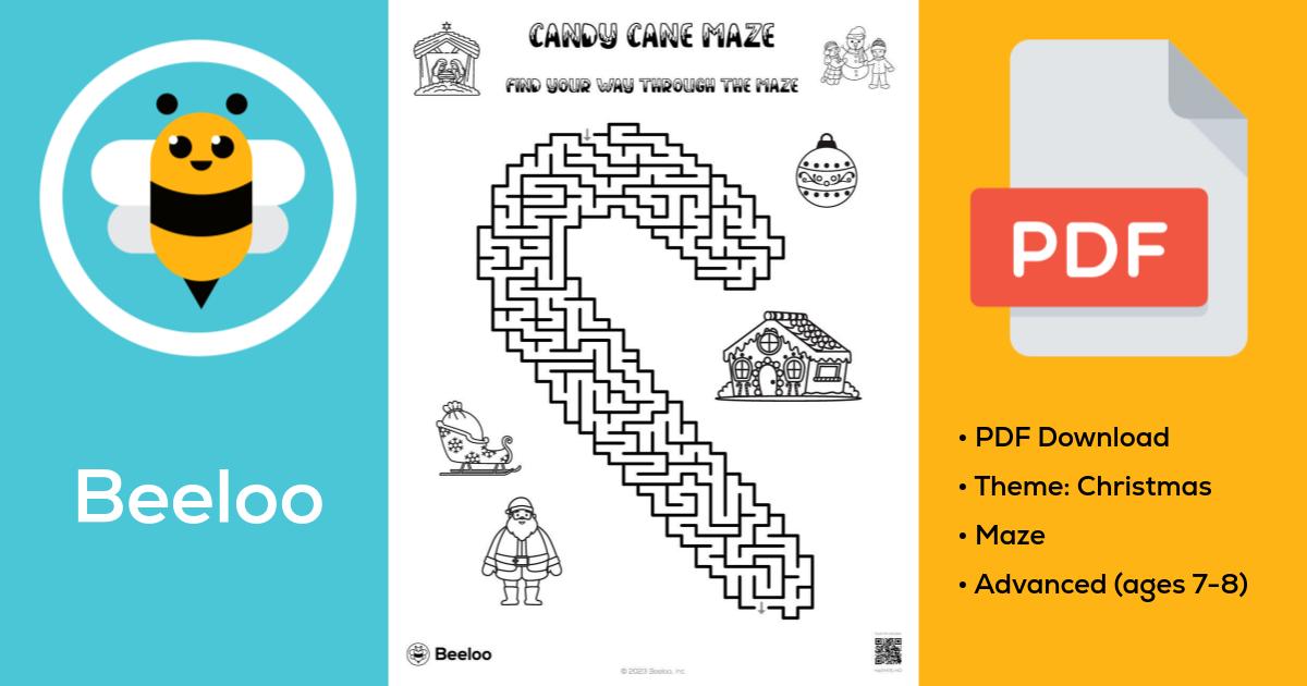Candy Cane Maze • Beeloo Printable Crafts and Activities for Kids