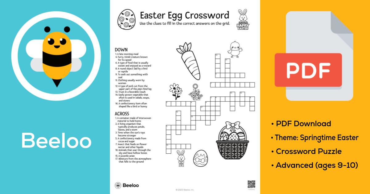 Easter Egg Crossword • Beeloo Printable Crafts and Activities for Kids