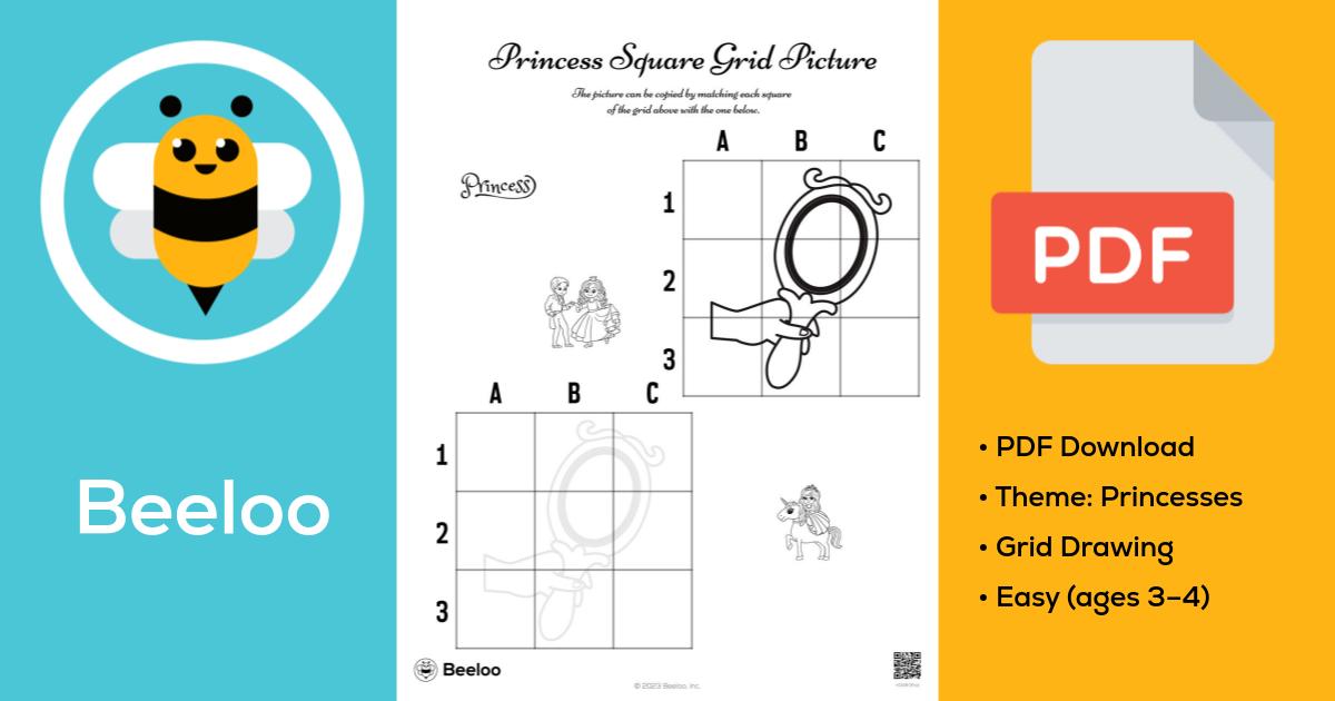 Princess Square Grid Picture • Beeloo Printable Crafts and Activities ...