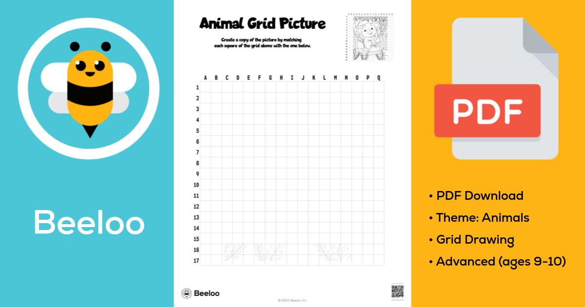 Animal Grid Picture • Beeloo Printable Crafts and Activities for Kids