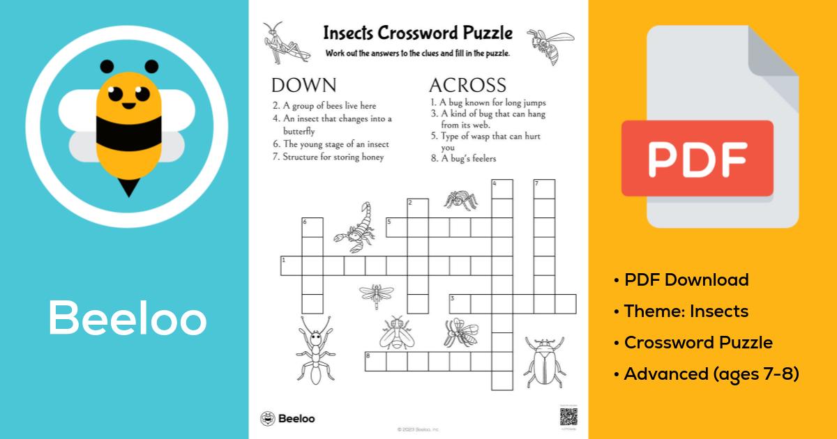 Insects Crossword Puzzle • Beeloo Printable Crafts and Activities for Kids