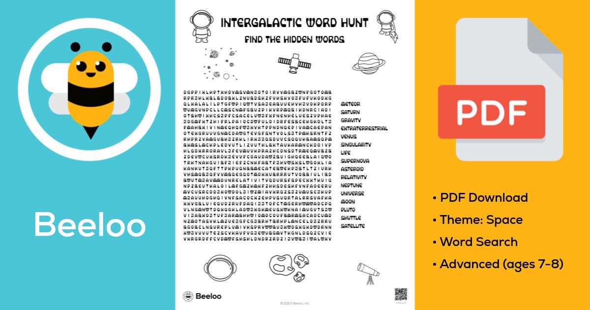 Intergalactic Word Hunt • Beeloo Printable Crafts and Activities for Kids