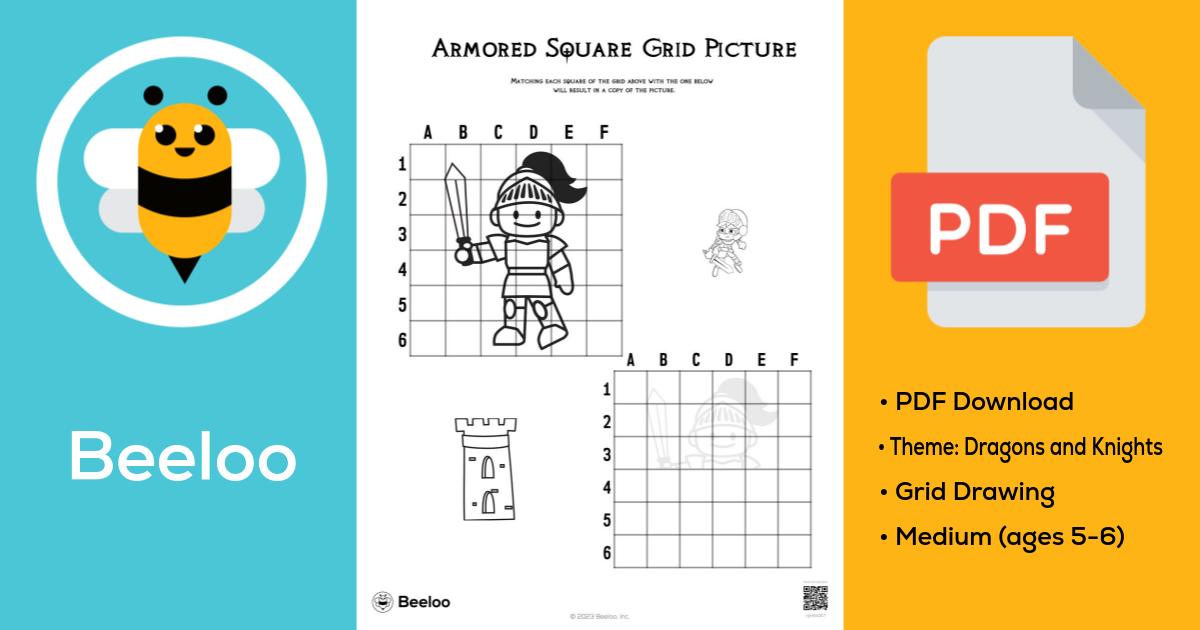 Armored Square Grid Picture • Beeloo Printable Crafts and Activities ...
