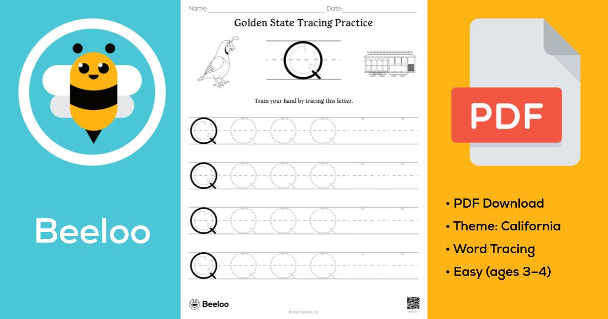 Golden State Tracing Practice • Beeloo Printable Crafts and Activities ...