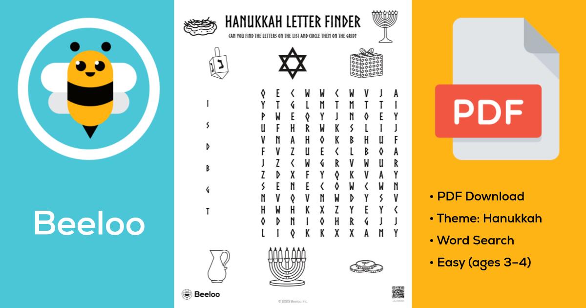Hanukkah Letter Finder • Beeloo Printable Crafts and Activities for Kids