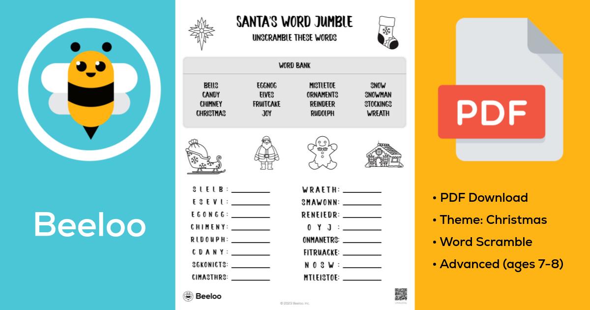 Santa's Word Jumble • Beeloo Printable Crafts and Activities for Kids