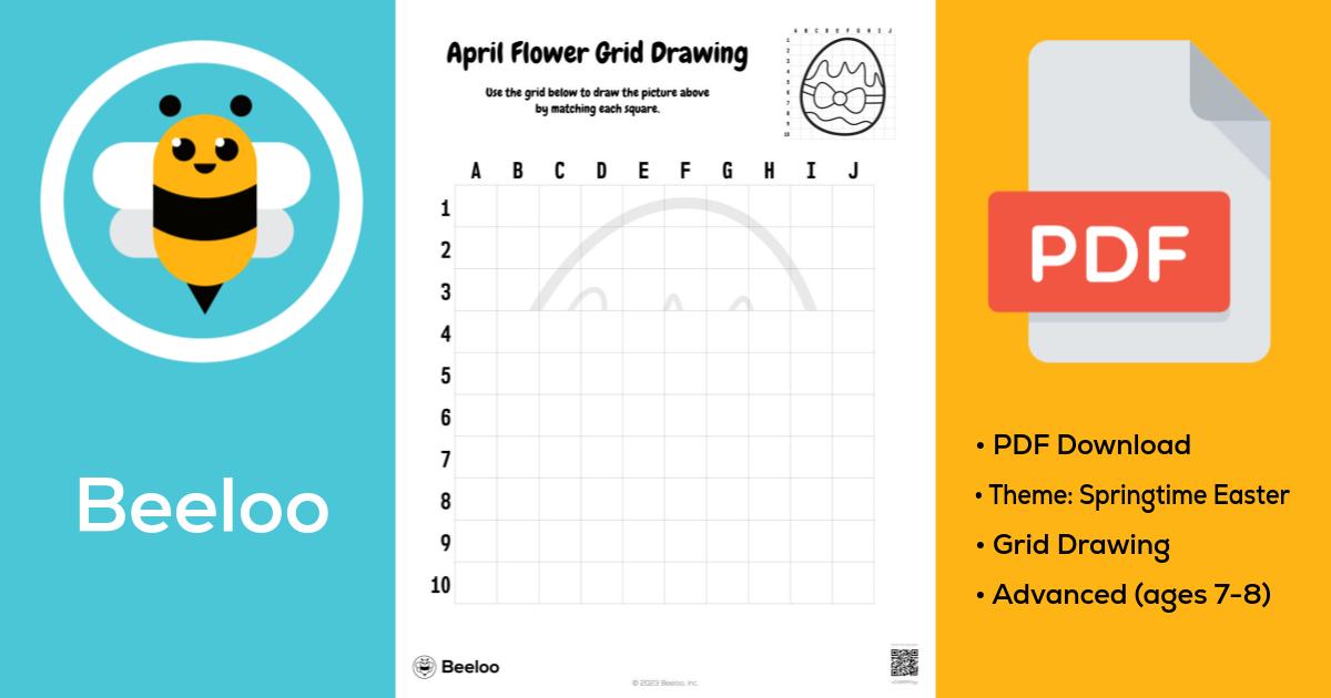 April Flower Grid Drawing • Beeloo Printable Crafts and Activities for Kids