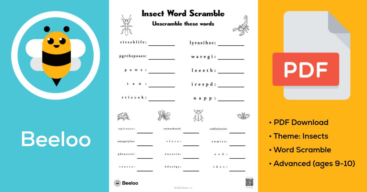 Insect Word Scramble • Beeloo Printable Crafts and Activities for Kids