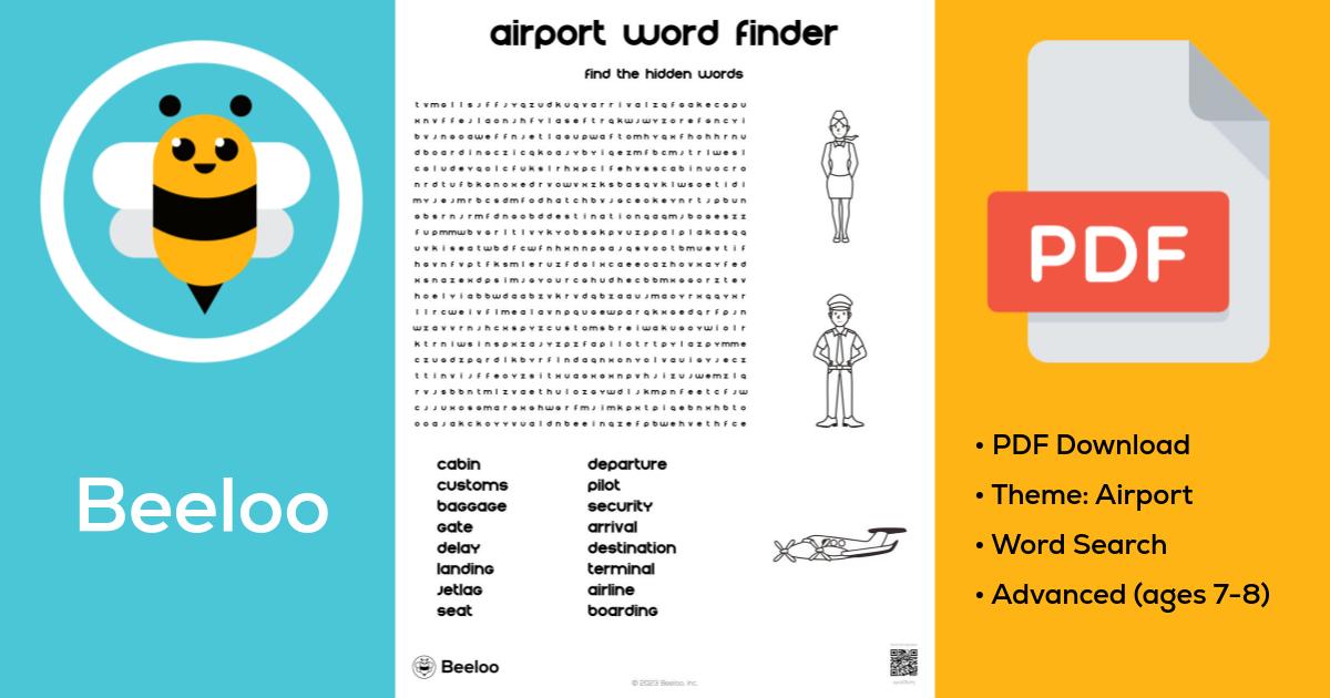 Airport Word Finder • Beeloo Printable Crafts and Activities for Kids
