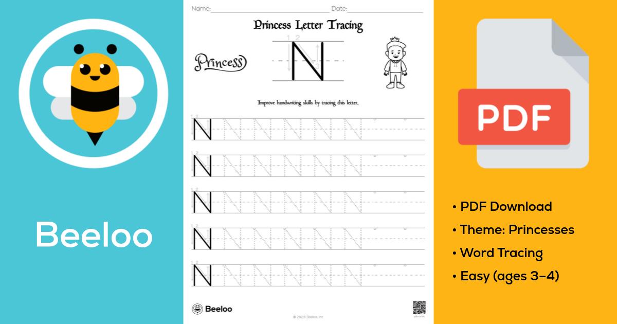 Princess Letter Tracing • Beeloo Printable Crafts and Activities for Kids