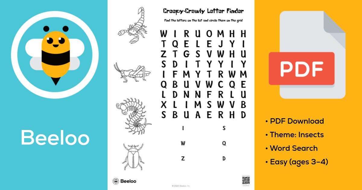 Creepy-Crawly Letter Finder • Beeloo Printable Crafts and Activities ...