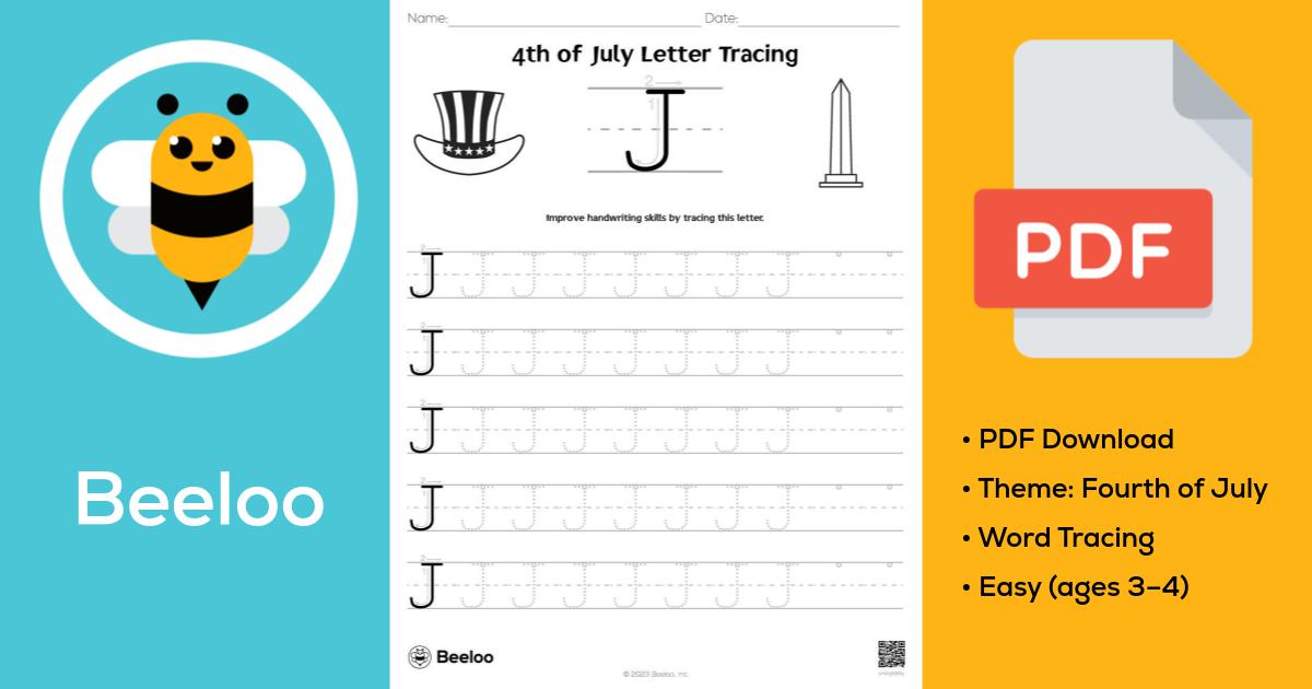 4th of July Letter Tracing • Beeloo Printable Crafts and Activities for ...