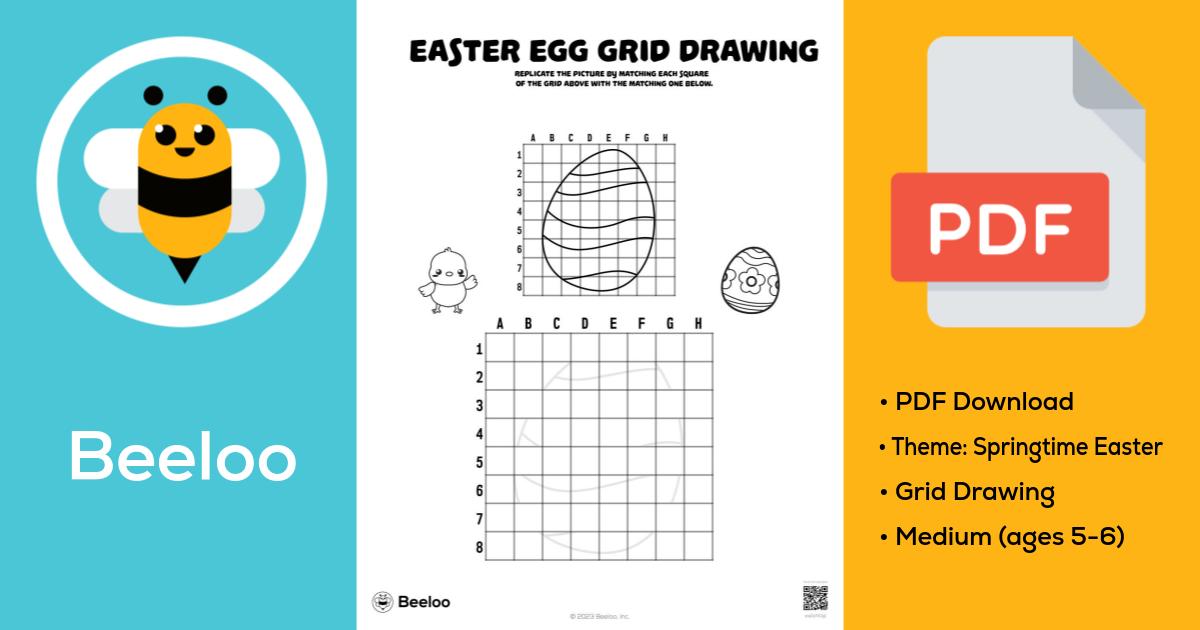 Easter Egg Grid Drawing • Beeloo Printable Crafts and Activities for Kids