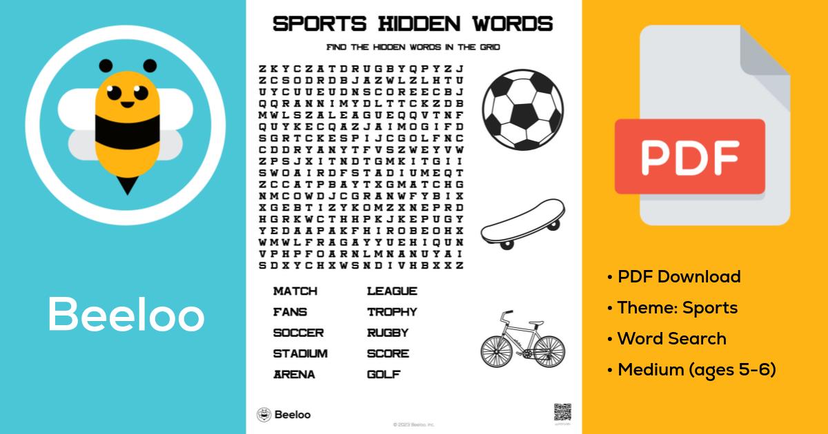 Sports Hidden Words • Beeloo Printable Crafts and Activities for Kids