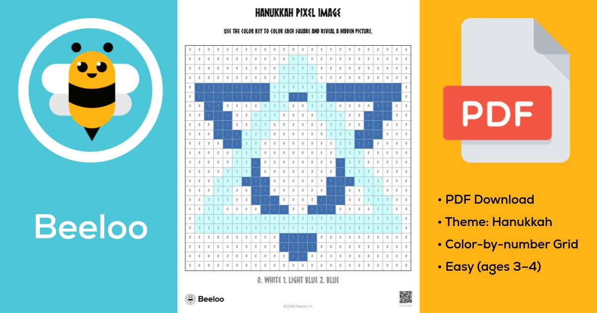 Hanukkah Pixel Image • Beeloo Printable Crafts and Activities for Kids