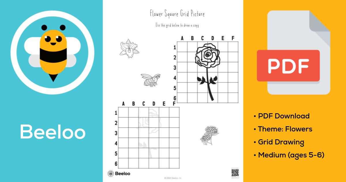 Flower Square Grid Picture • Beeloo Printable Crafts and Activities for ...