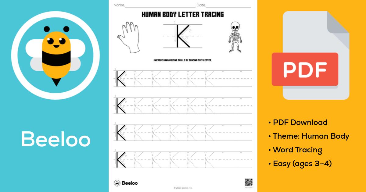 Human Body Letter Tracing • Beeloo Printable Crafts and Activities for Kids