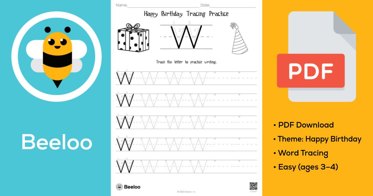 Happy Birthday Tracing Practice • Beeloo Printable Crafts and ...