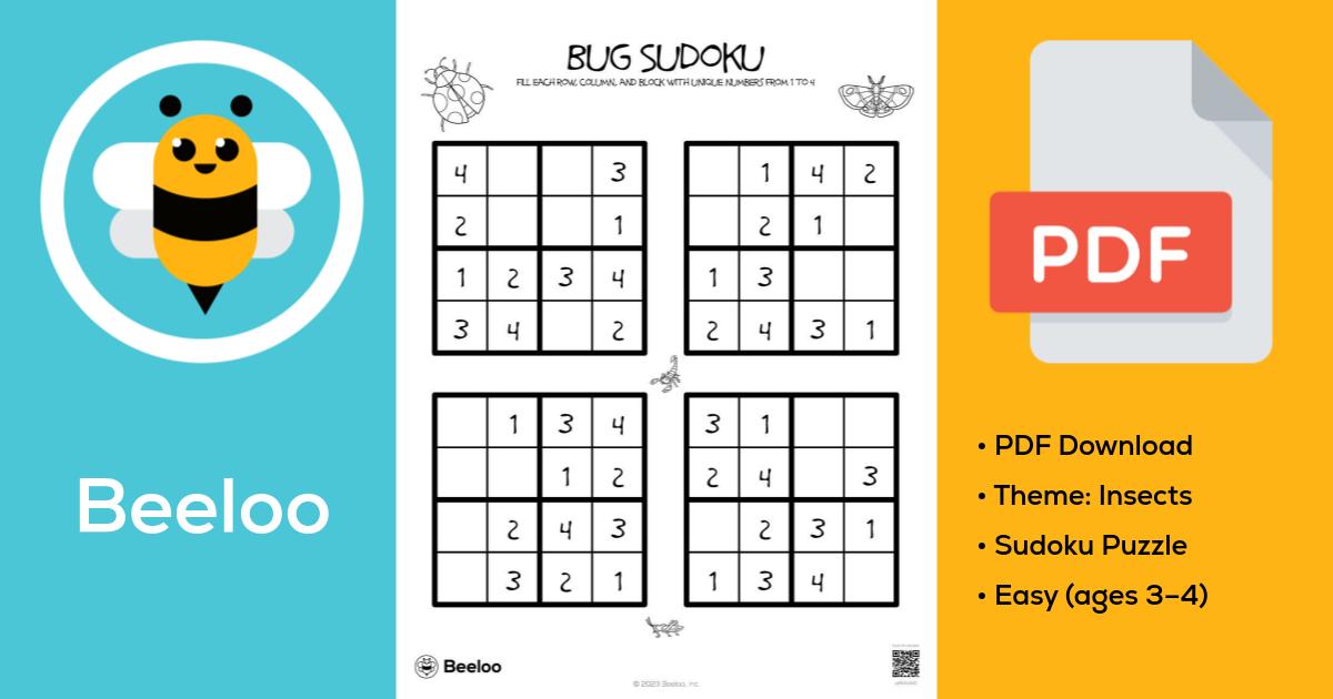 Bug Sudoku • Beeloo Printable Crafts and Activities for Kids
