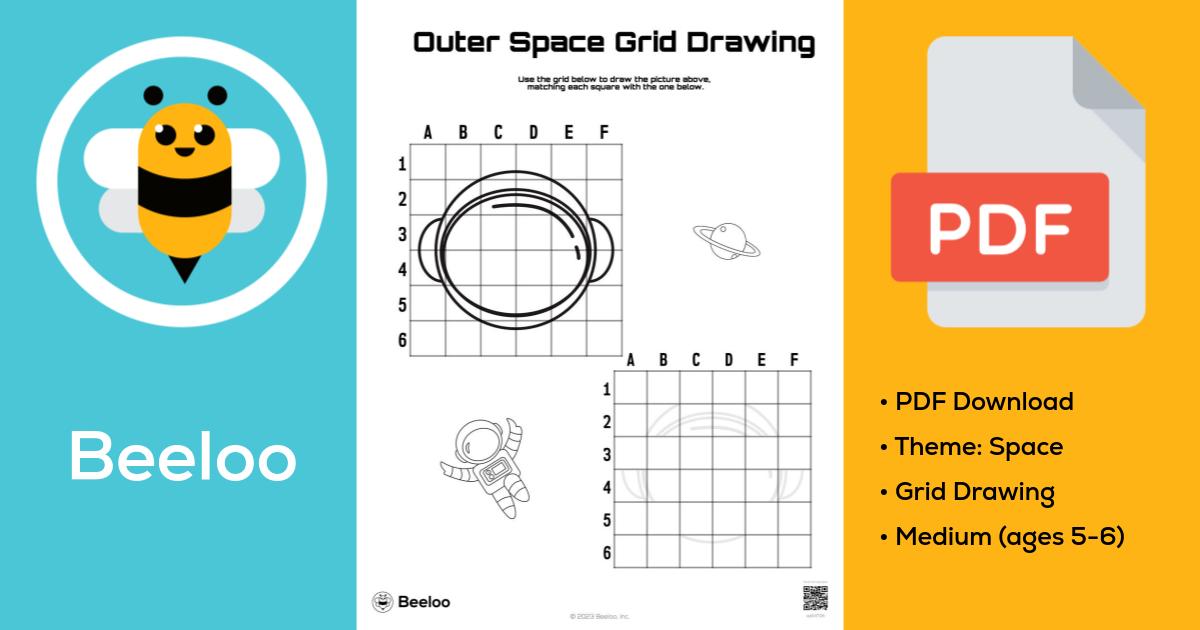 Outer Space Grid Drawing • Beeloo Printable Crafts and Activities for Kids
