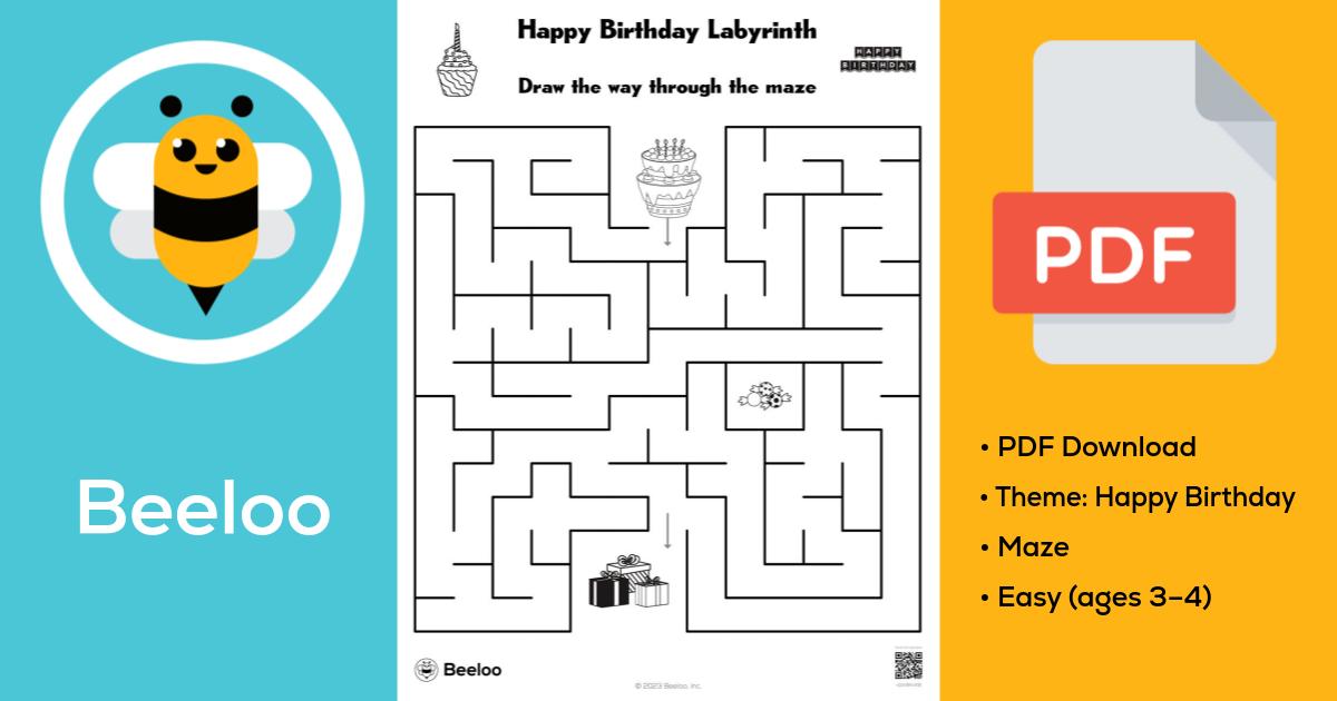 Happy Birthday Labyrinth • Beeloo Printable Crafts and Activities for Kids