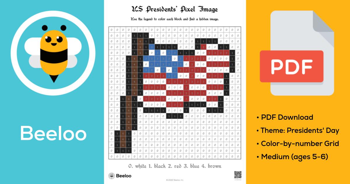 US Presidents' Pixel Image • Beeloo Printable Crafts and Activities for ...