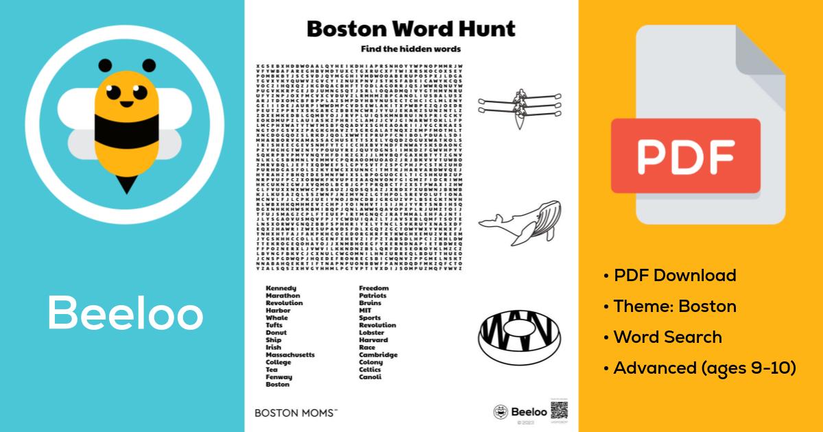 Boston Word Hunt • Beeloo Printable Crafts and Activities for Kids