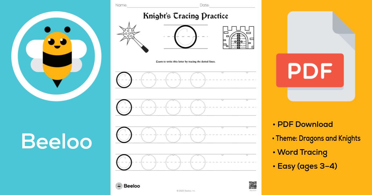 Knight's Tracing Practice • Beeloo Printable Crafts and Activities for Kids
