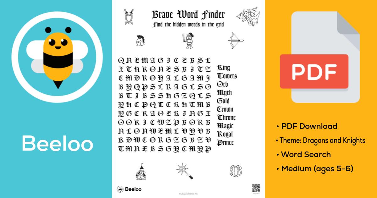 Brave Word Finder • Beeloo Printable Crafts and Activities for Kids