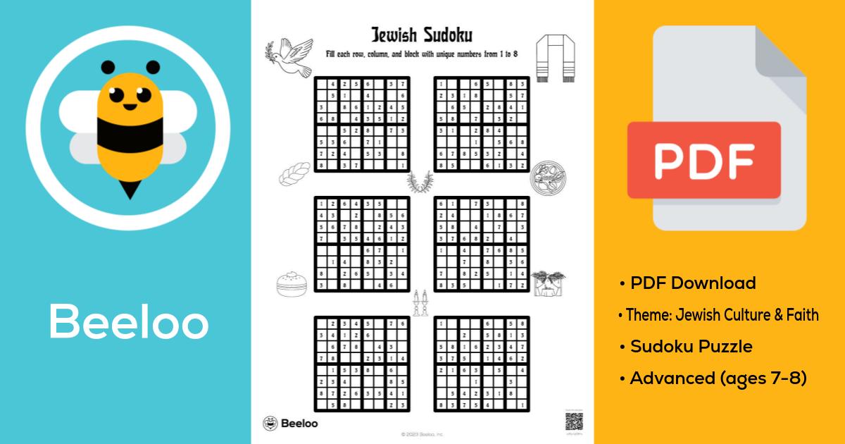 Jewish Sudoku • Beeloo Printable Crafts and Activities for Kids